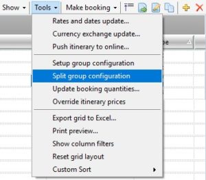 Split Group Functionality - Tourwriter Knowledge Base