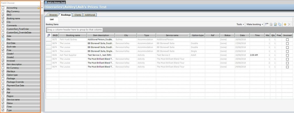 Field Chooser - Tourwriter Knowledge Base